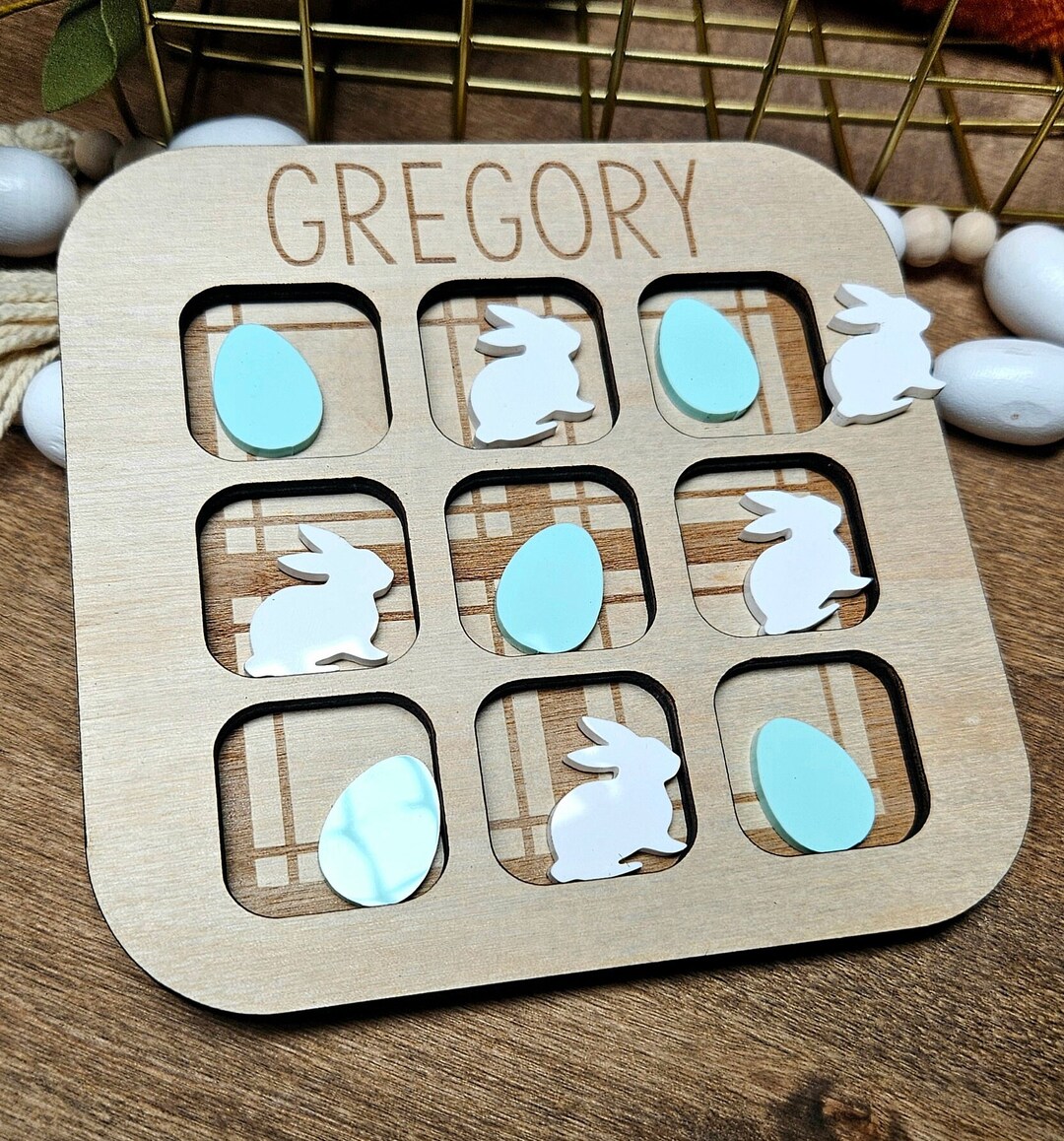Wooden Tic Tac Toe Game //custom Easter Tic Tac Toe Game // Custom ...