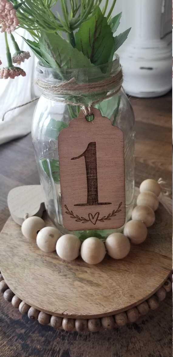 Rustic Wooden Table Number Tag // Farmhouse Style // Wedding - Etsy