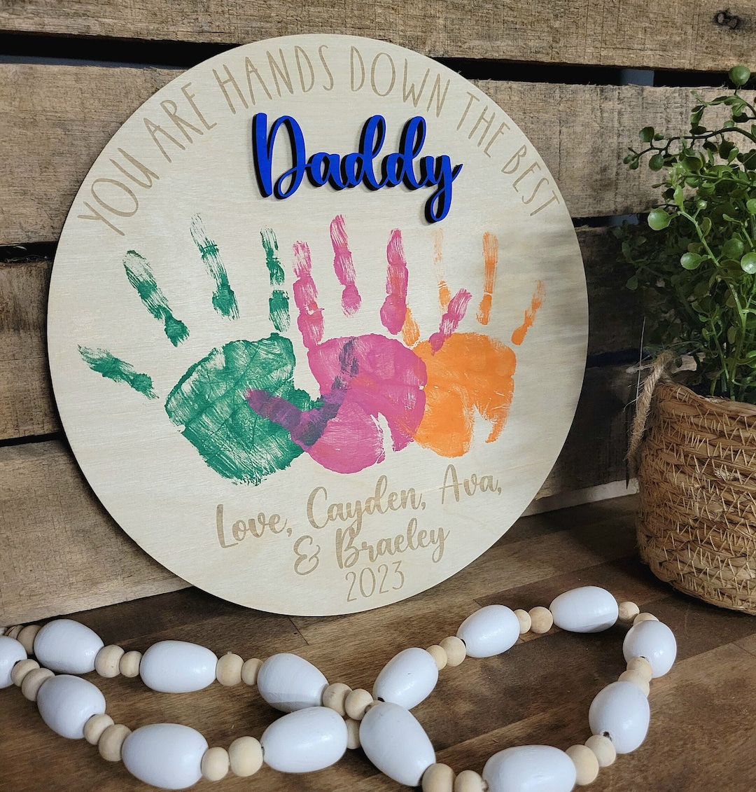 Best Daddy Ever Kids Handprint Sign Personalized Fathers Day Gift Best ...