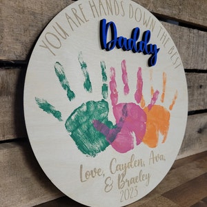 Best Daddy Ever Kids Handprint Sign Personalized Fathers Day Gift Best ...