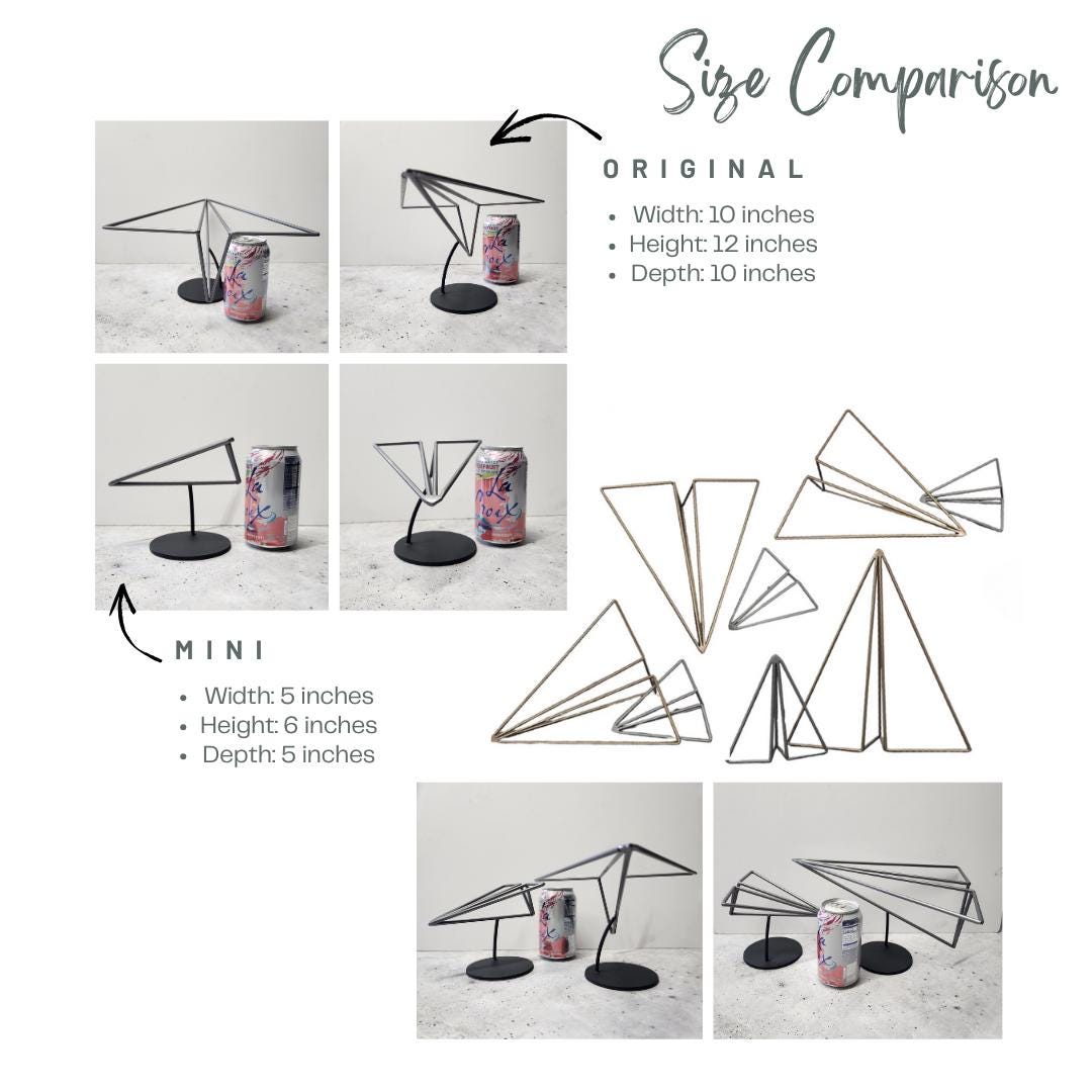 MINI Hand Welded Metal Paper Airplane Sculpture | Metal Art & Decor ...