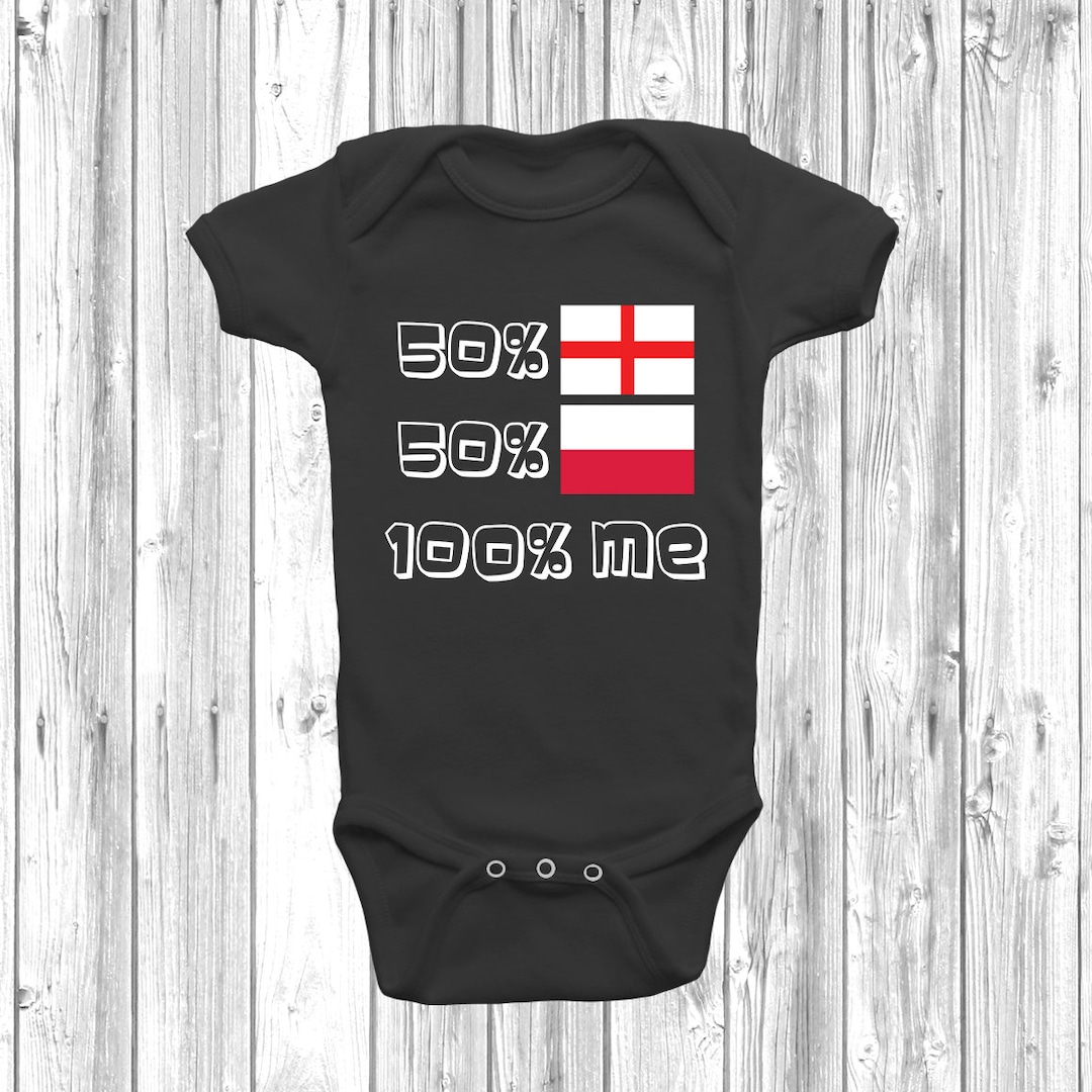 50% English 50 Percent Polish 100 Percent Me Baby Grow Body Suit Vest ...