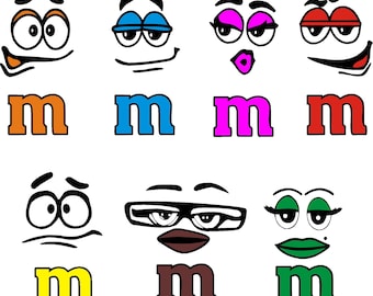 M and m face svg | Etsy