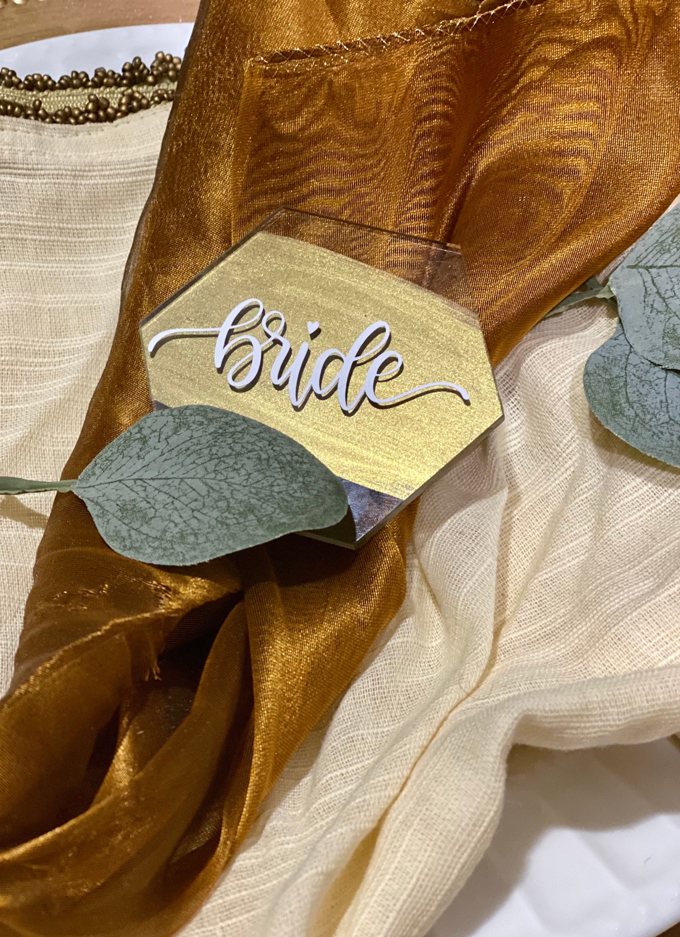 Bride & Groom Table Placement Setting Signs Bride and Groom | Etsy