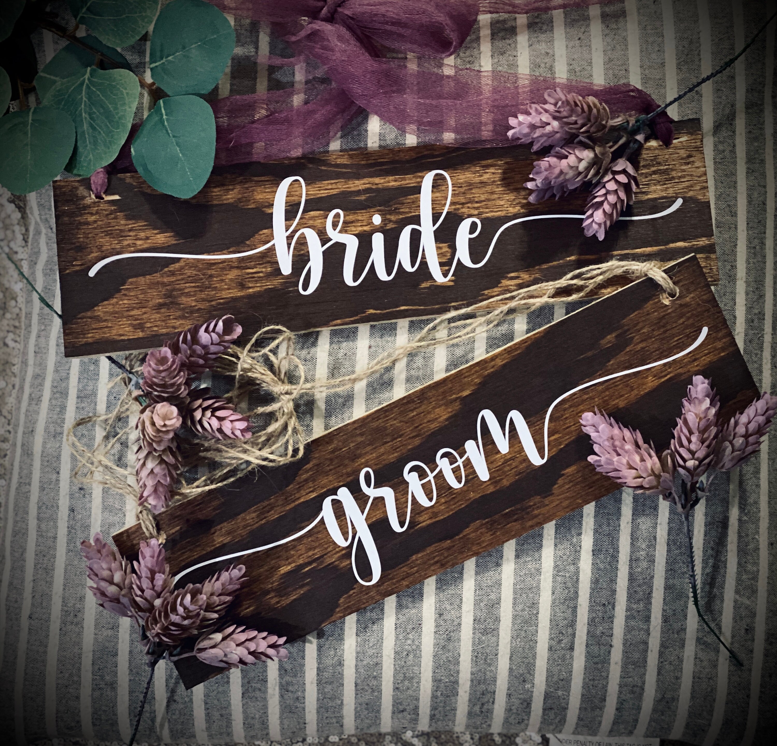 Bride and Groom Sign Chair Sign, Rustic Wedding Sign, Rustic Bride and ...