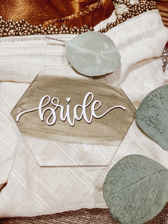 Bride & Groom Table Placement Setting Signs Bride and Groom | Etsy