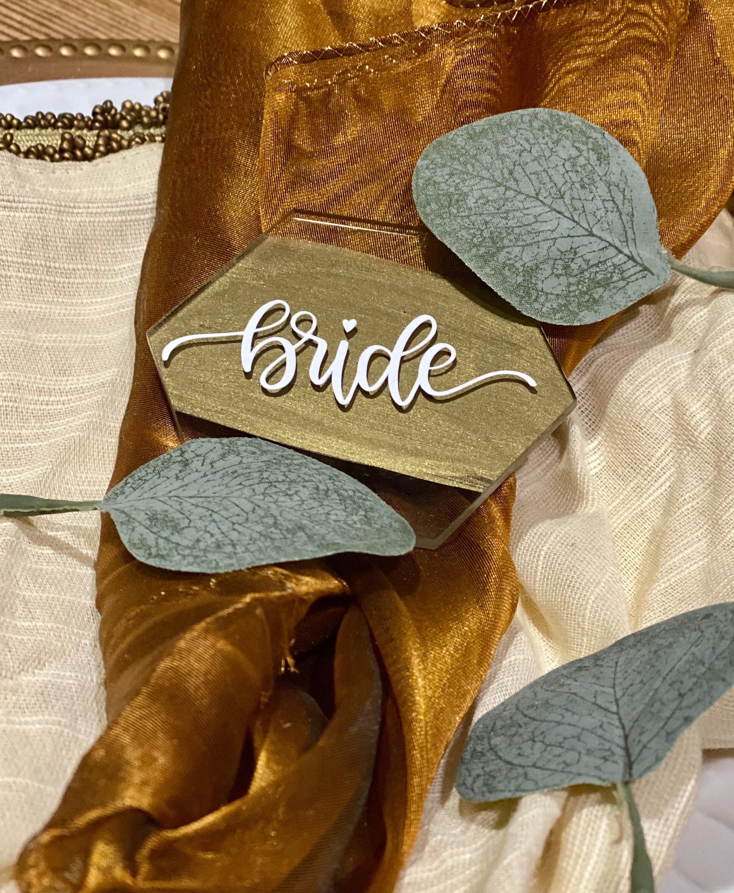 Bride & Groom Table Placement Setting Signs Bride and Groom | Etsy