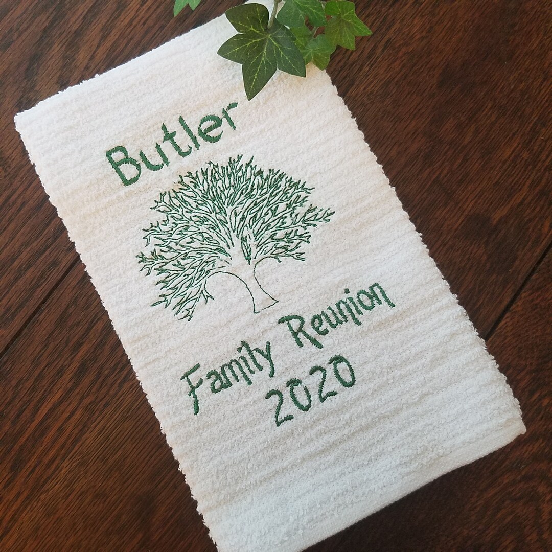 Personalized Family Reunion Bar Towel: Embroidered Tree Gift - Etsy