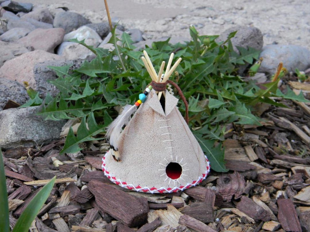 Upcycled Beige Burning Leather Pyrography Teepee Christmas Tree ...
