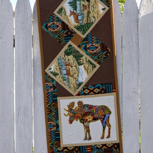 Northwest Style Table Runner Moose Elk Themed Table Topper Quilted ...