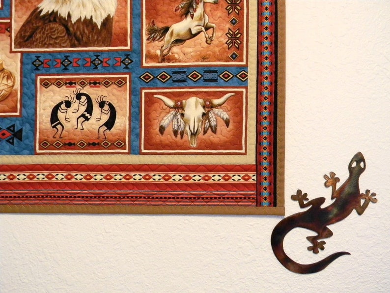 Southwestern Style Wall Hanging Quilt, Blocks Panel With Eagle Lizard ...