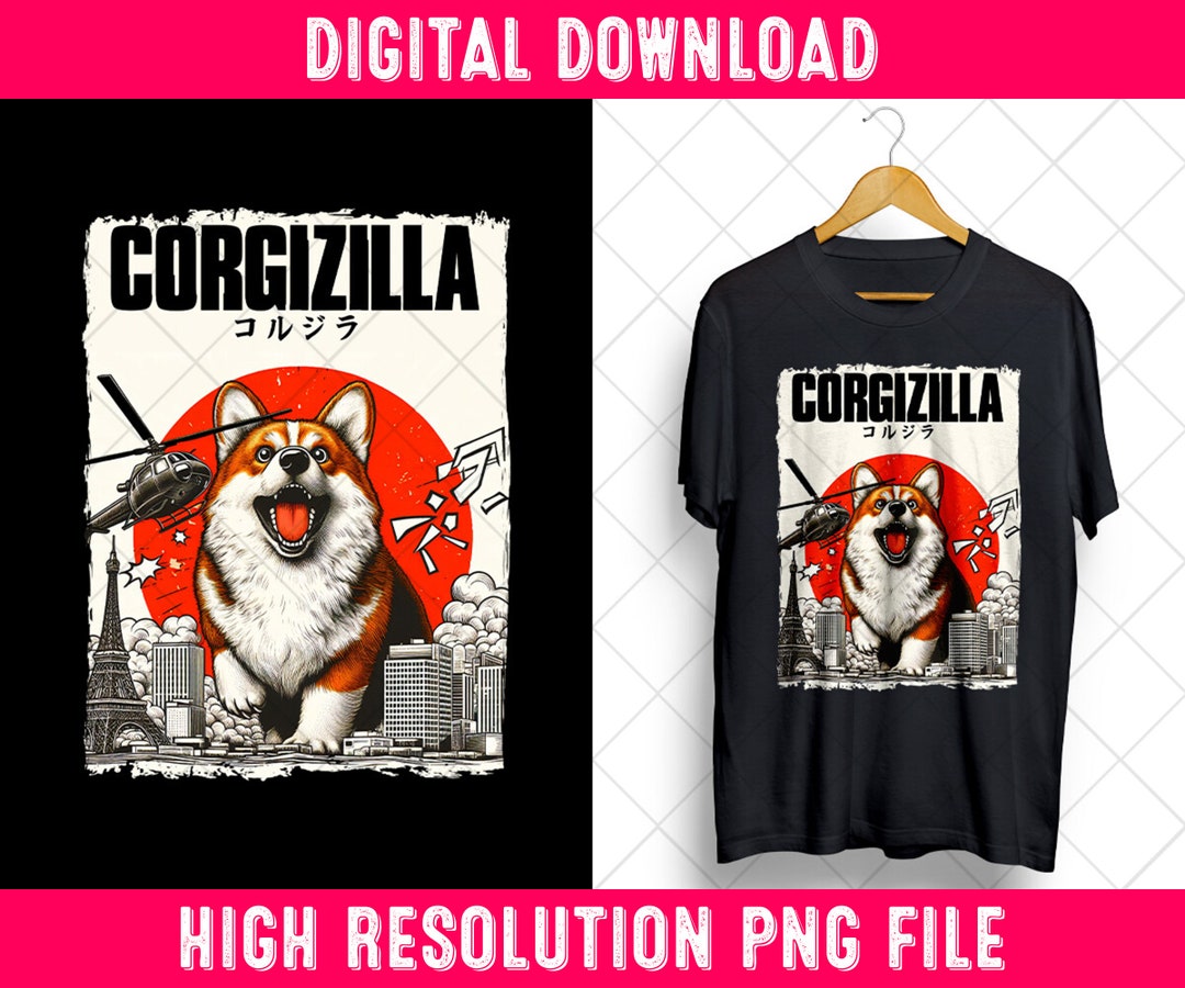 Funny Dog Corgizilla PNG Sublimation - Etsy