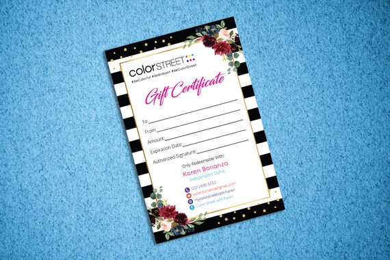 Personalized Color Street Gift Certificate Color Street Gift | Etsy