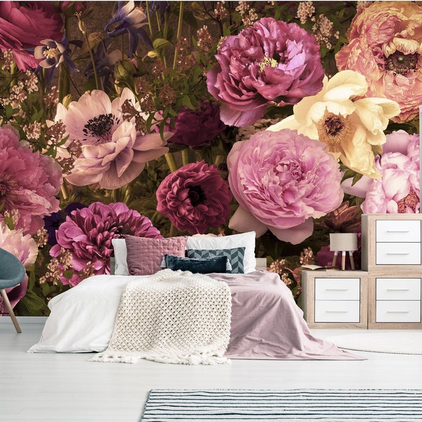 Peony Wall Mural Etsy