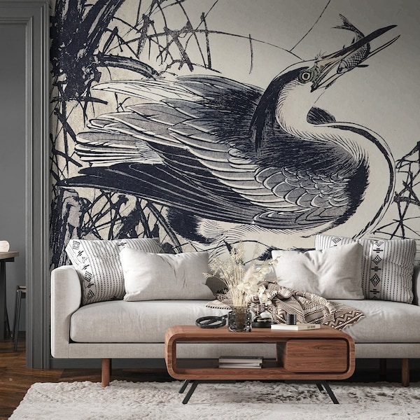 Heron Wallpaper - Etsy UK