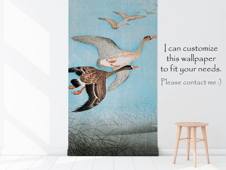 Vintage Wild Geese Wallpaper Mural, Peel and Stick Vinyl - Etsy