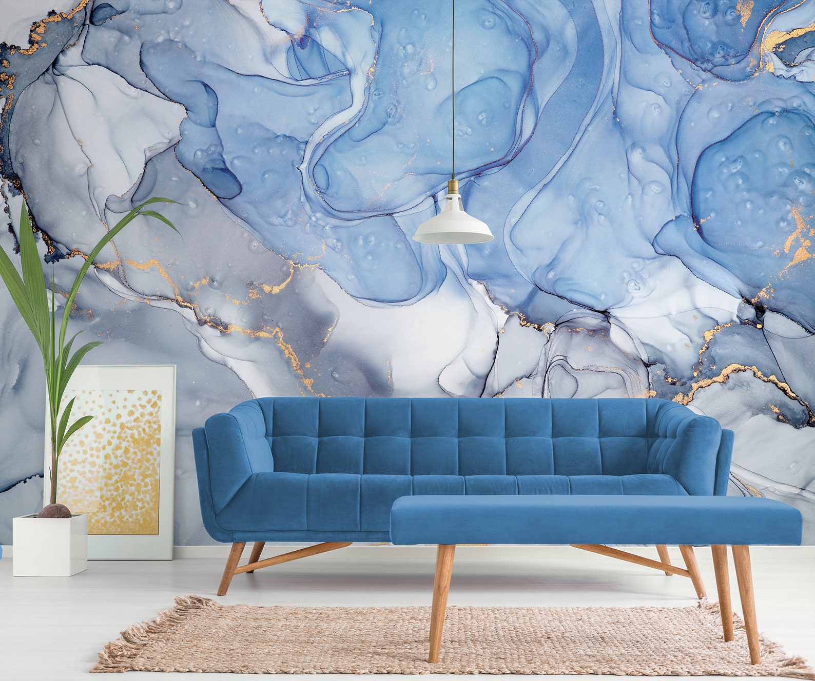 Blue and Silver Abstract Wallpaper Self Adhesive Peel and - Etsy