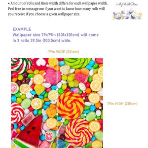 Colorful Sweets Wallpaper, Restaurant and Kitchen Wall Decor | Peel and ...