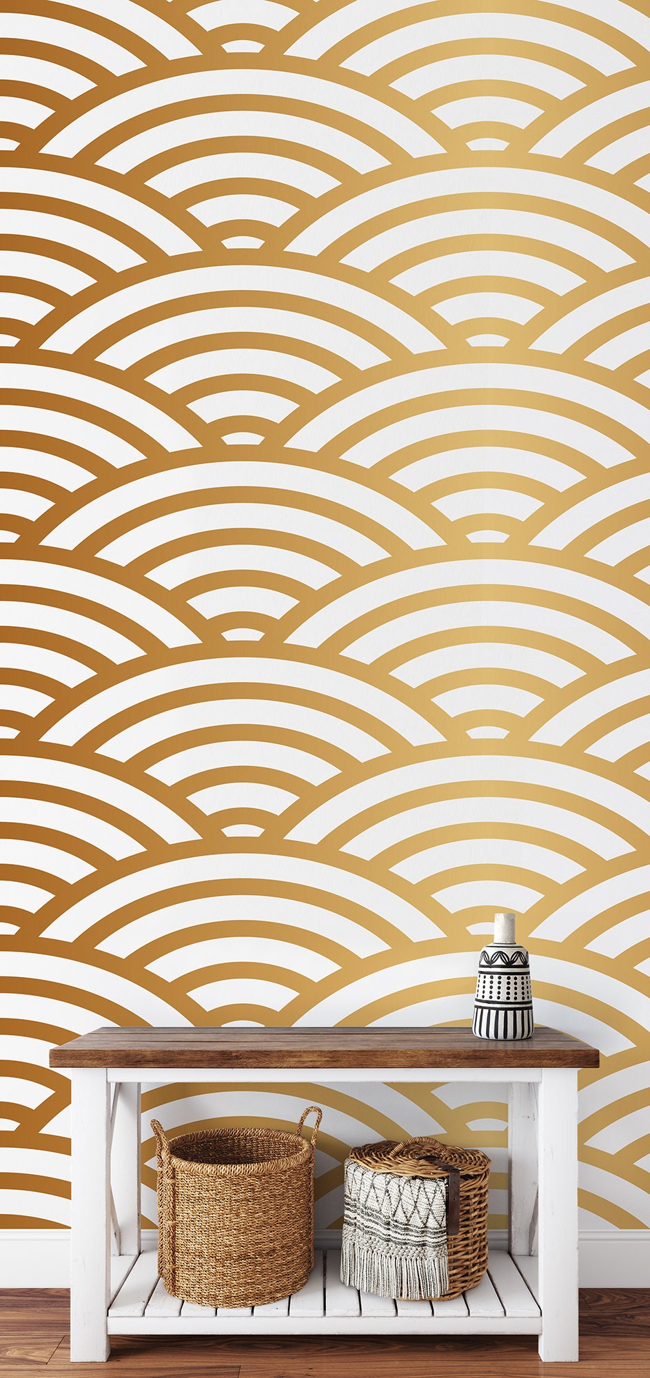 Geometric Arc Wallpaper, Peel and Stick Wall Mural, Matte Print - Etsy