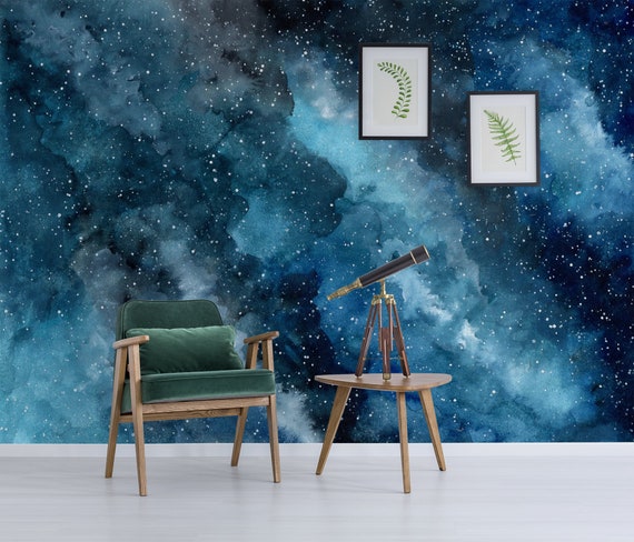 Watercolor Cosmic Wallpaper With Stars and Nebulas Self - Etsy Canada