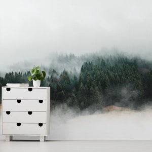 Trees in the Mist, Misty Forest, Self Adhesive, Peel and Stick Wall ...