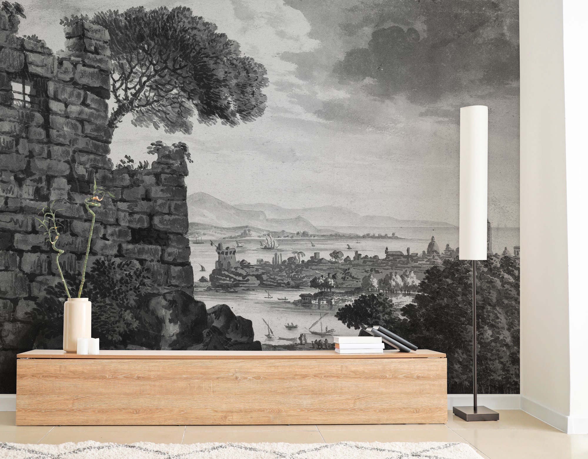 Black and White Landscape Wallpaper | Peel and Stick (self Adhesive) or ...