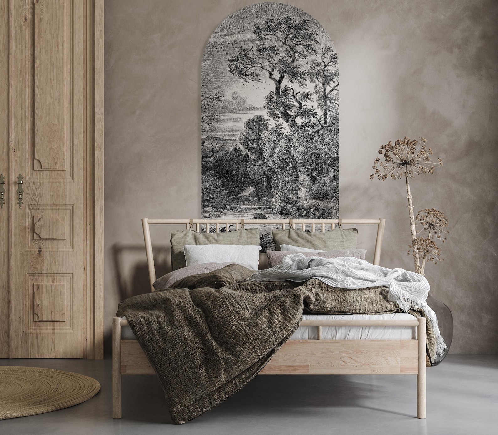 Black & White Landscape Arch Wall Decal, Peel and Stick Wallpaper - Etsy