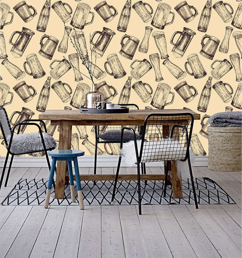 Yellow Pint of Beer Pattern Wallpaper Drink Pattern - Etsy