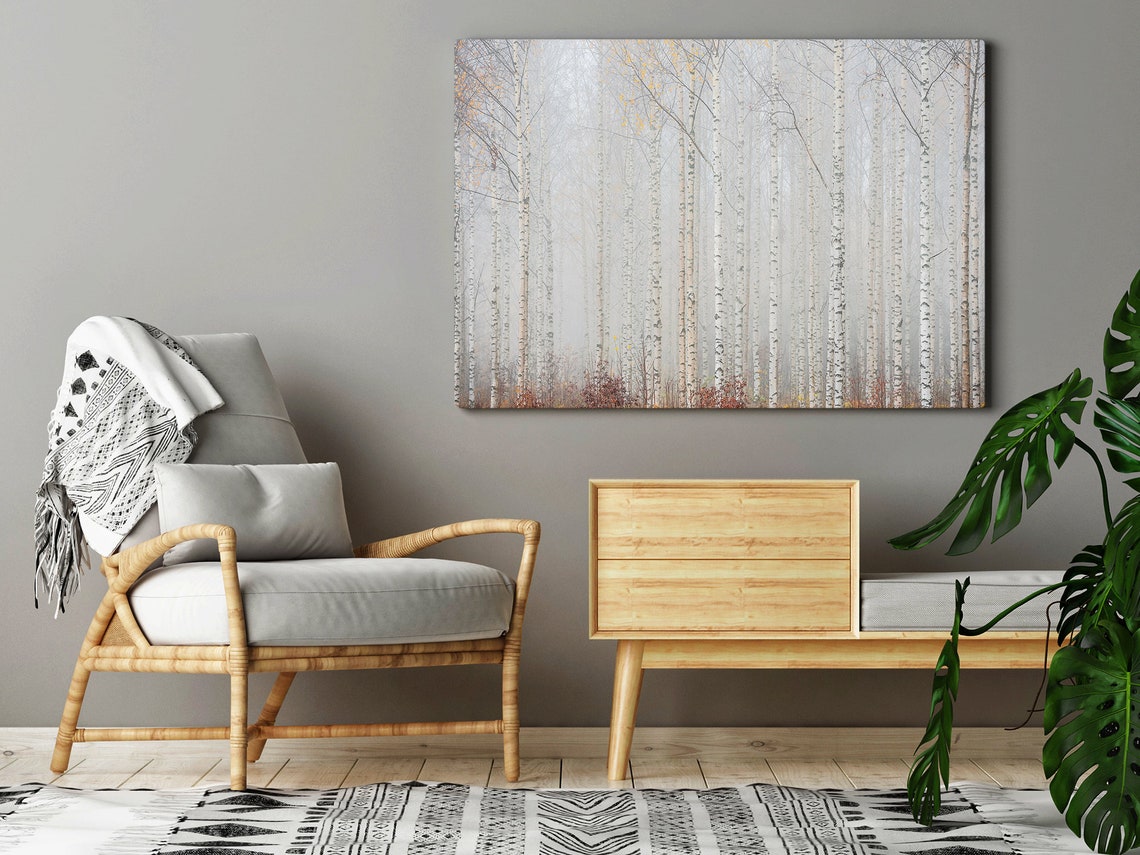 Birch Tree Forest Canvas Print, Botanical Print, Modern Wall Decor, FOR ...