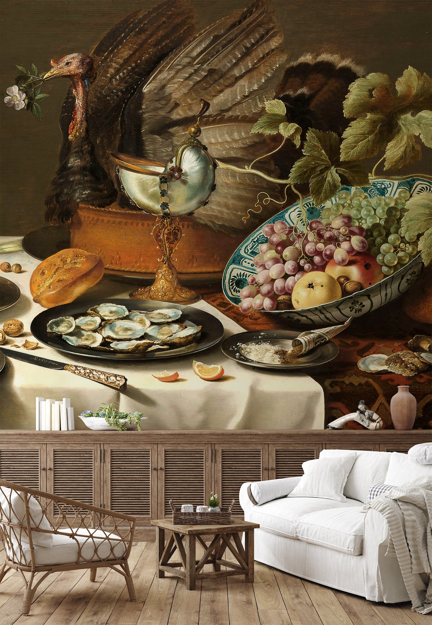 Still Life Dining Table and Turkey Photo Wallpaper Peel & - Etsy