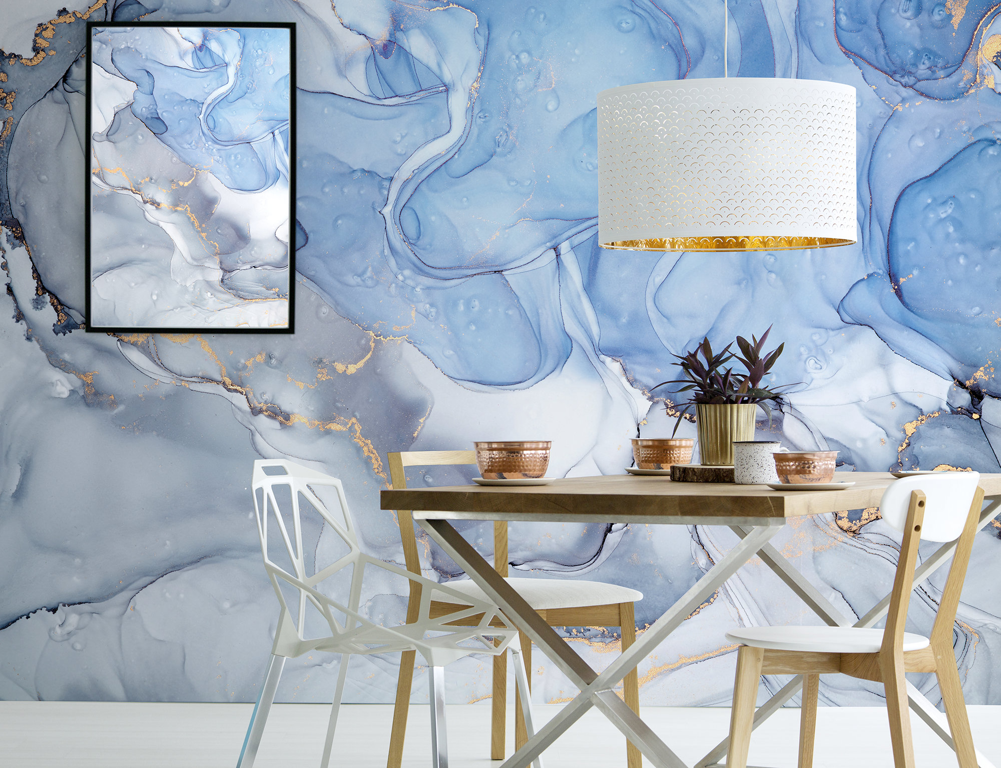 Blue and Silver Abstract Wallpaper Self Adhesive Peel and - Etsy