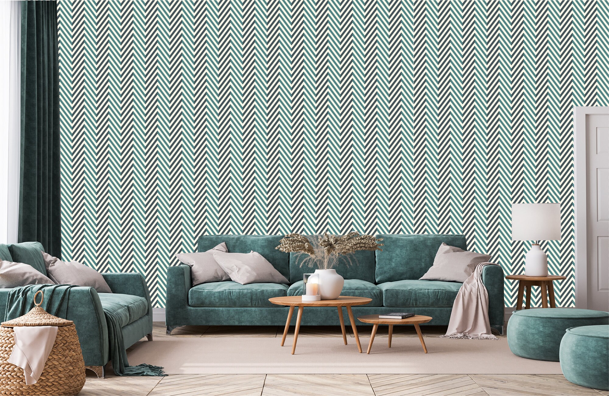 Mint Green Chevron Wallpaper