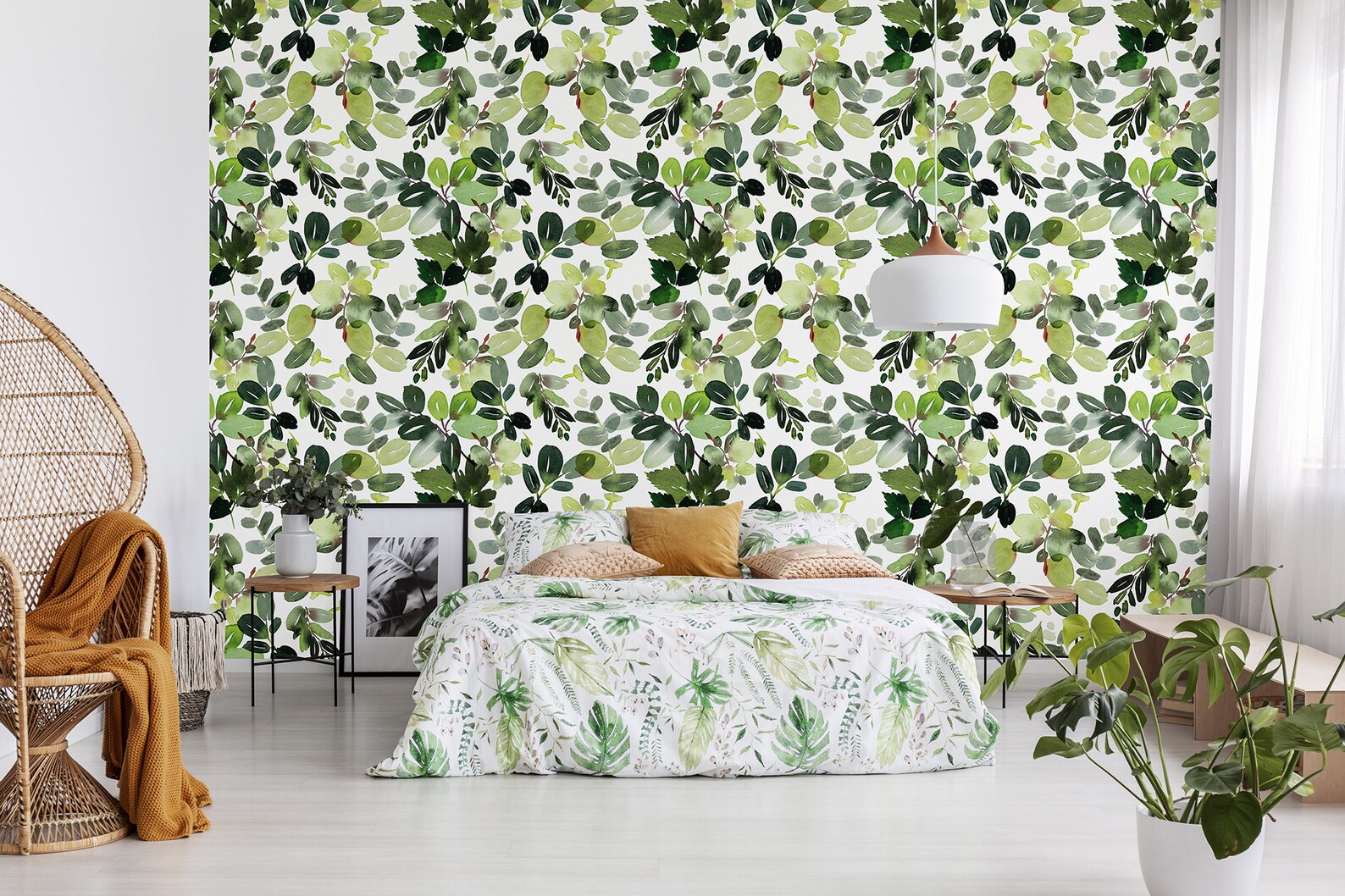 Small Watercolor Leaf Pattern Wallpaper Self Adhesive Peel - Etsy