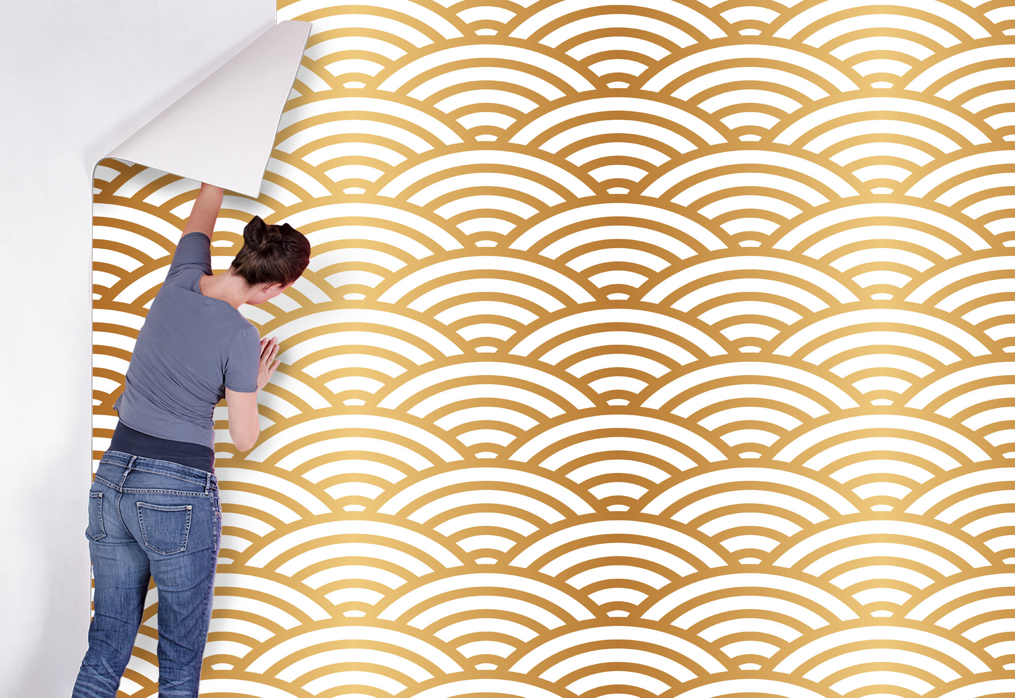 Luxury Geometric Arc Pattern Wallpaper (matte Print, Non-glossy), Self ...