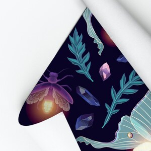Luna Moth & Firefly Magical Dark Wallpaper, Abstract Insect Wall Mural ...