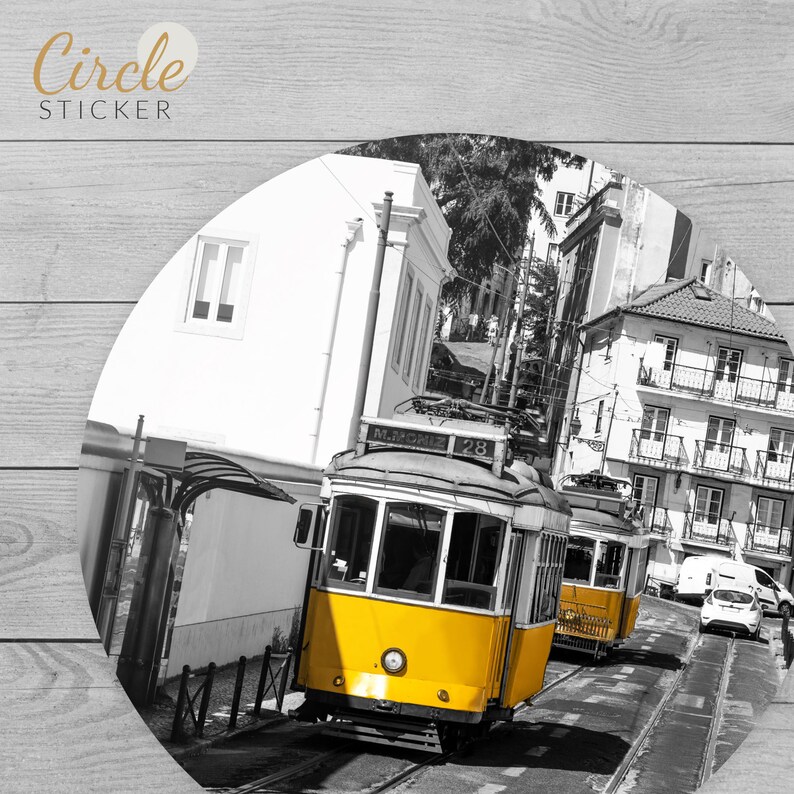 Tram Sticker, Portugal, Lisbon City Decal, Room Wall Decor, Circle Wall ...