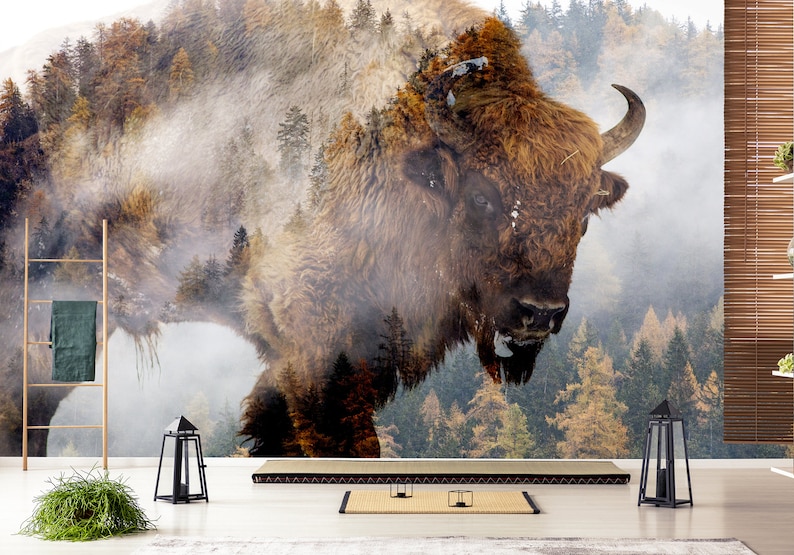 Bison Wall Mural Animal Wallpaper Self-adhesive Removable - Etsy