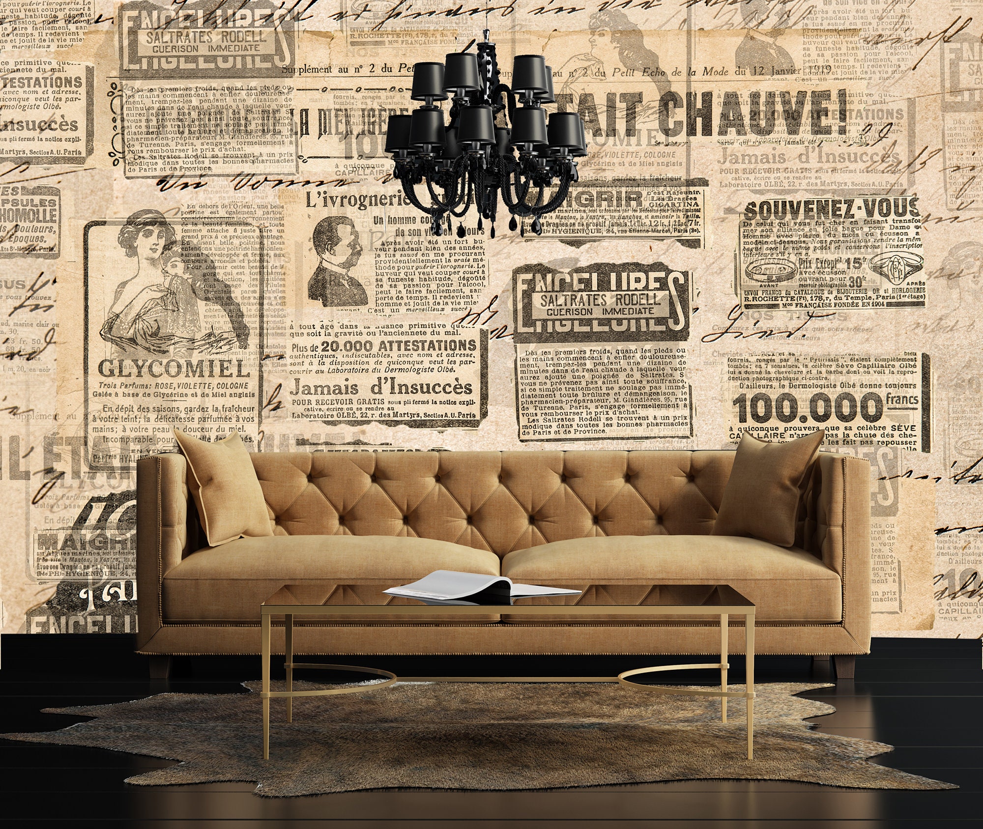 Creative Vintage Wallpaper, Newspaper Strips | Self-adhesive, Removable ...