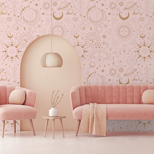 Pink Celestial Wallpaper - Etsy