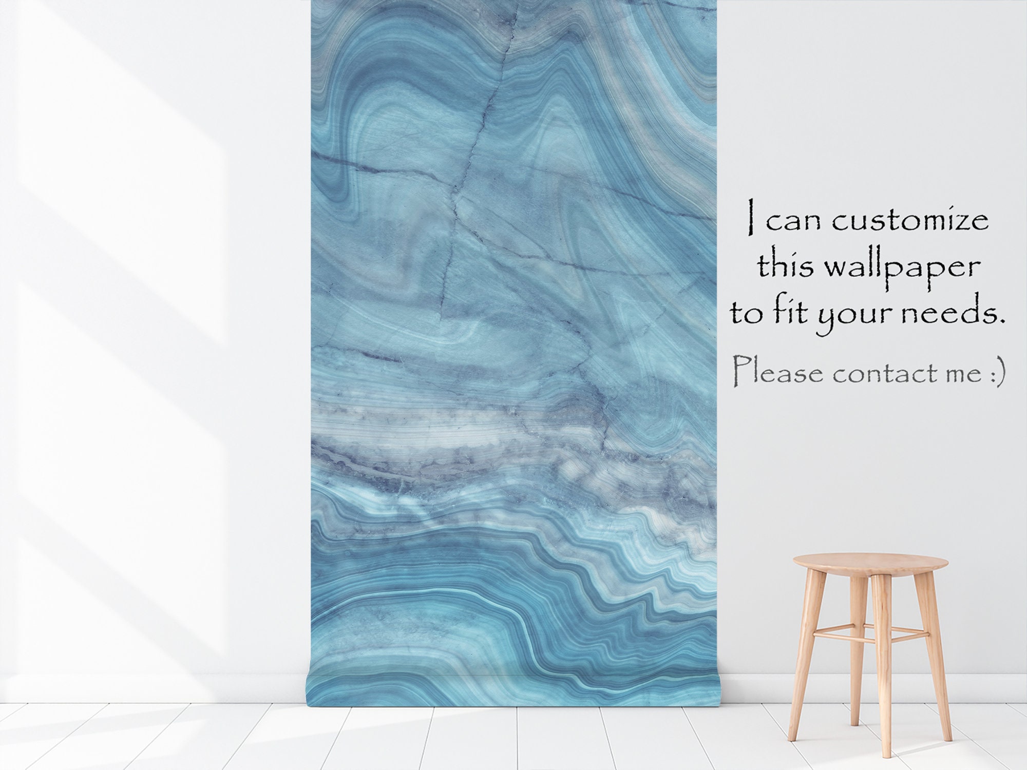 Abstract Blue Marble, Adhesive, Peel and Stick Wall Mural - Etsy