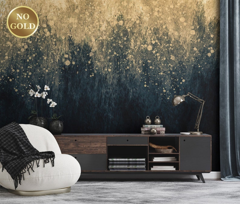 Dark and Yellow Matte Abstract Wallpaper Self-adhesive - Etsy