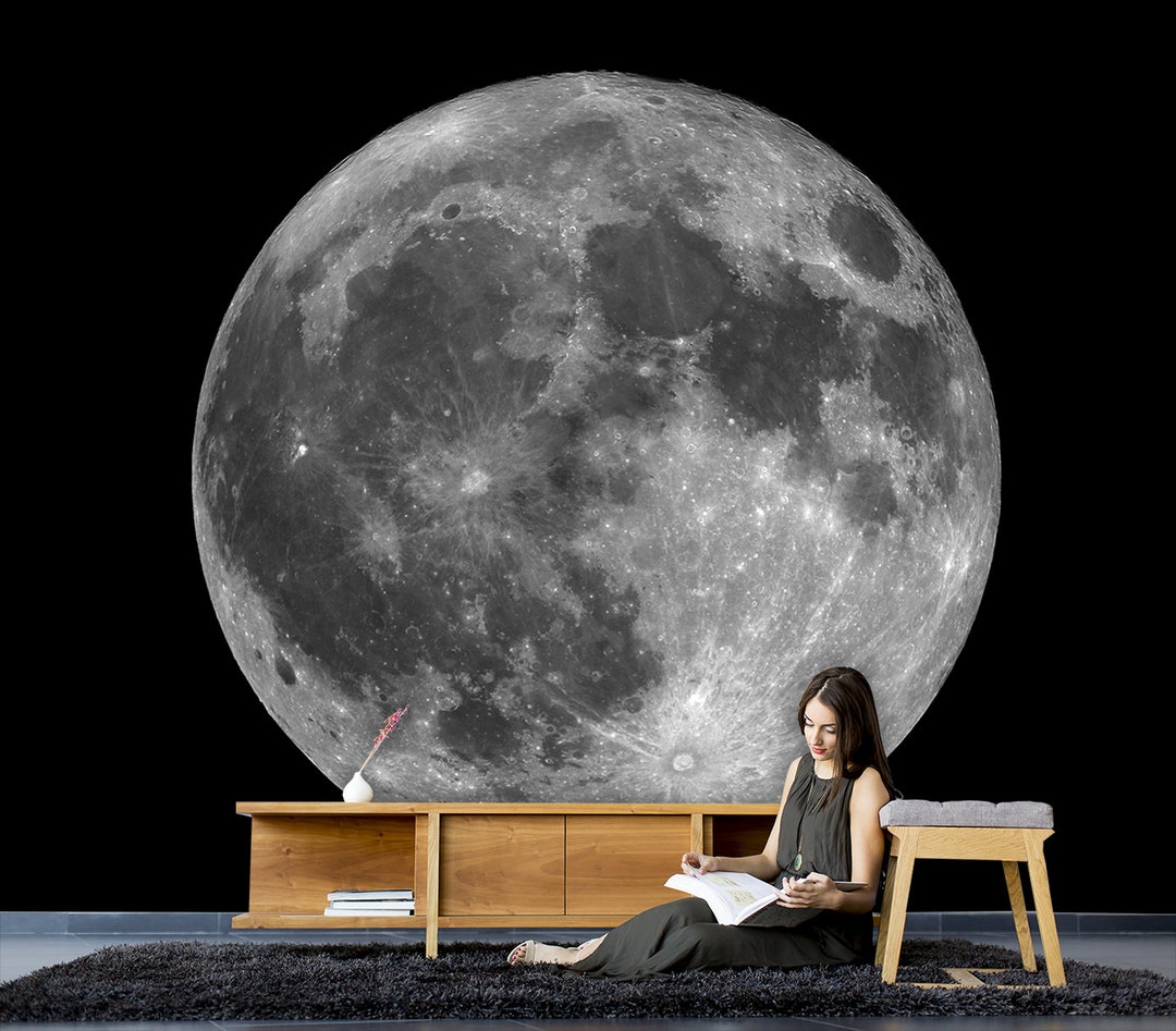 Full Moon Landscape Wallpaper, Print Painting, Home Decor,wall Decal ...