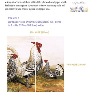 Rooster Wallpaper, Vintage Wall Mural, Bird Wallpaper | Peel and Stick ...