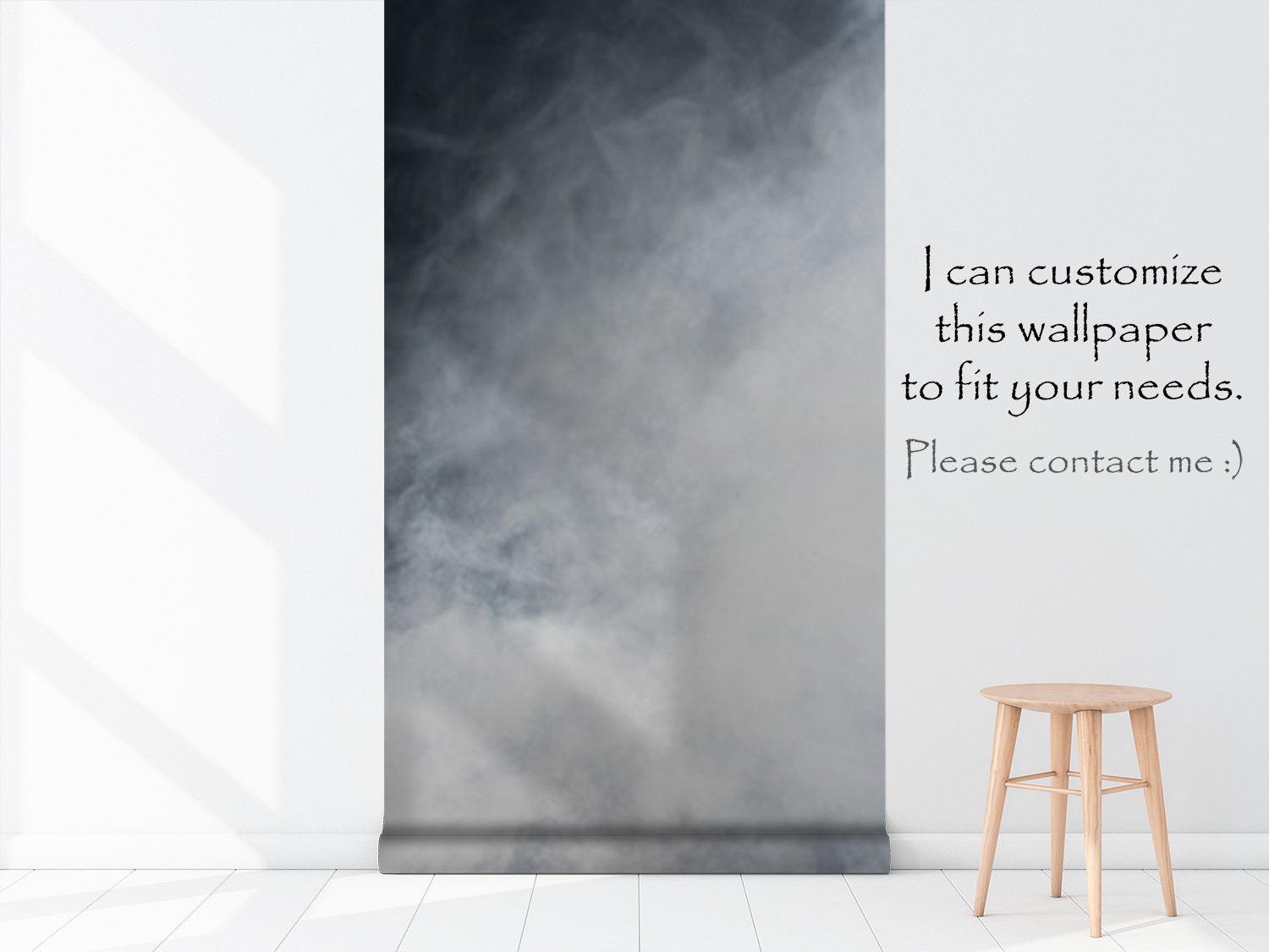 Smoke Accent Wall Clipart, Black and White Home Decor, Peel and Stick ...