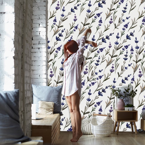 Lavender Wallpaper Print Painting Wallpaper Wall Decal - Etsy