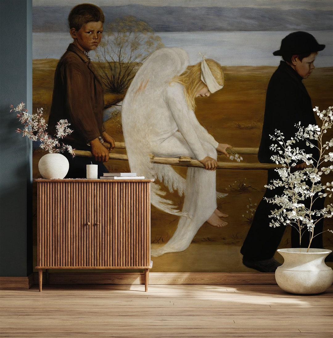 The Wounded Angel Vintage Wallpaper by Hugo Simberg | Peel and Stick ...