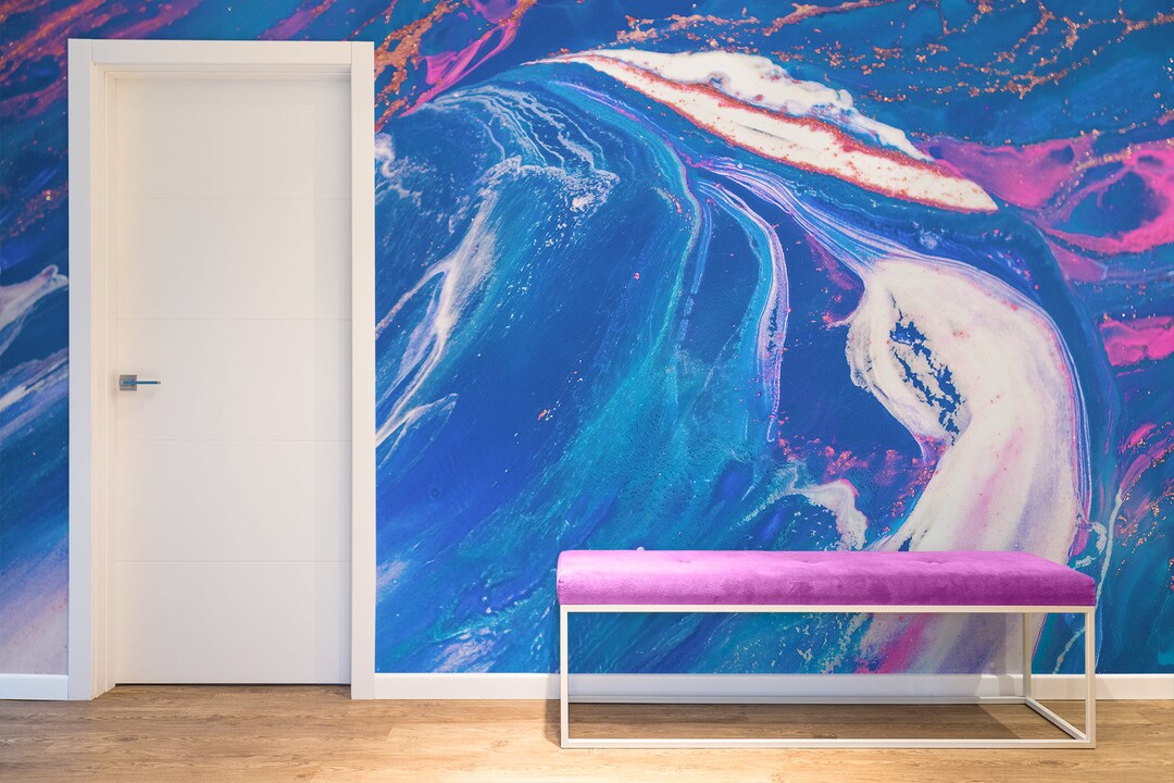 The Cyclone, Blue and White Painted Abstraction, Peel and Stick Wall ...