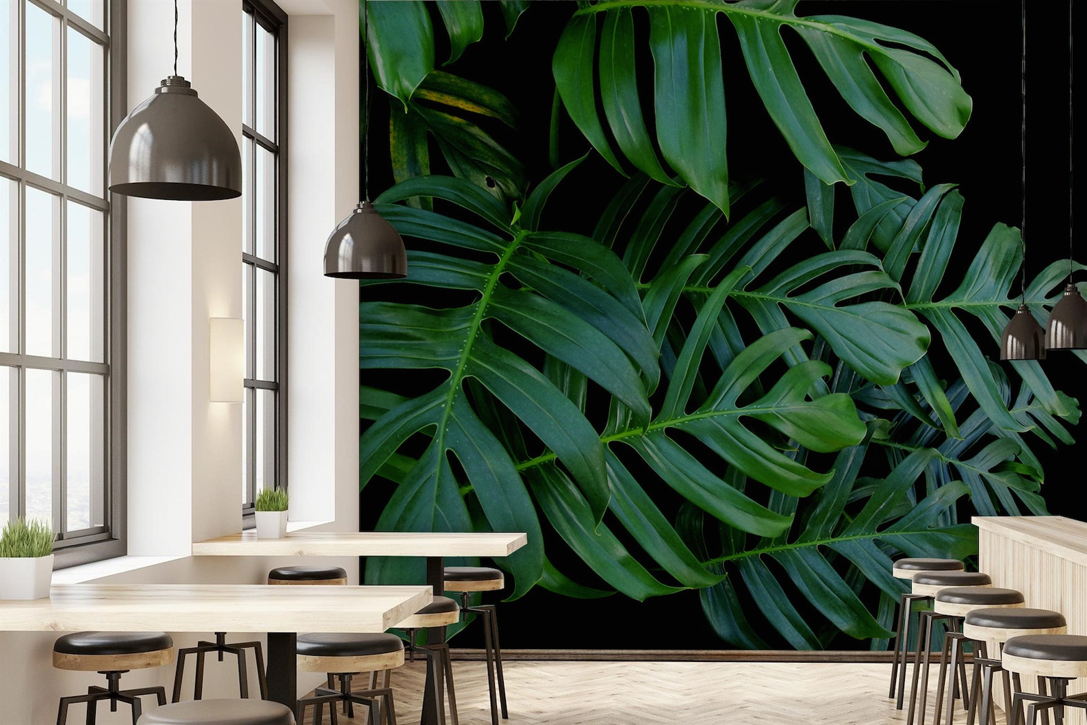 Green Leaves Monstera Muralprint Paintinghome Decorwall - Etsy