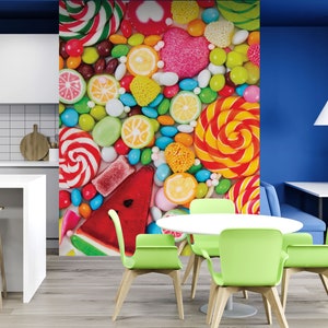 Colorful Sweets Wallpaper, Restaurant and Kitchen Wall Decor | Peel and ...