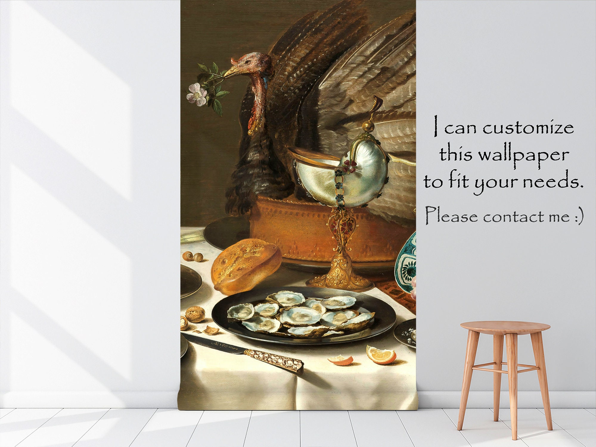 Still Life Dining Table and Turkey Photo Wallpaper Peel & | Etsy